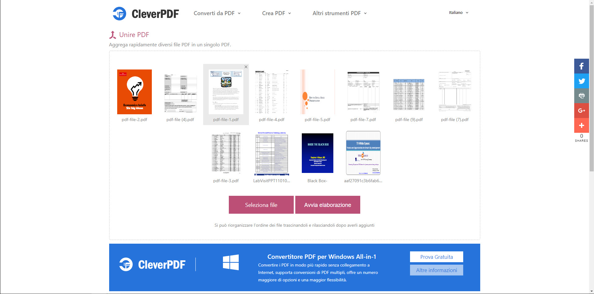 Unire PDF file - online e gratuito - CleverPDF
