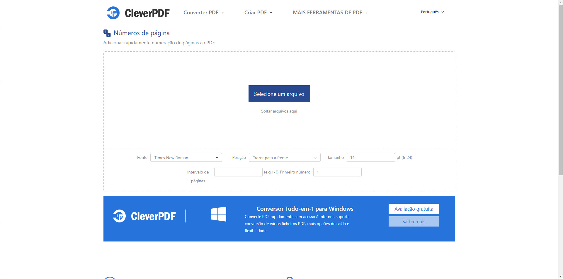 Adicionar números de página no PDF online - CleverPDF